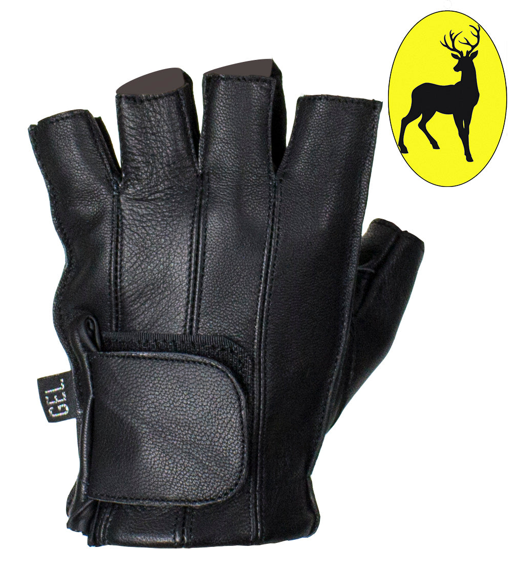 Gel Palm Riding Fingerless Deer Skin Gloves Full Panel – sofaricollections